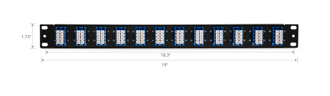 96 Fibers, 24 Ports LC Quad 9/125 Single Mode Fiber Adapters, 1U High 19 Fiber Patch Panel | FS.COM
