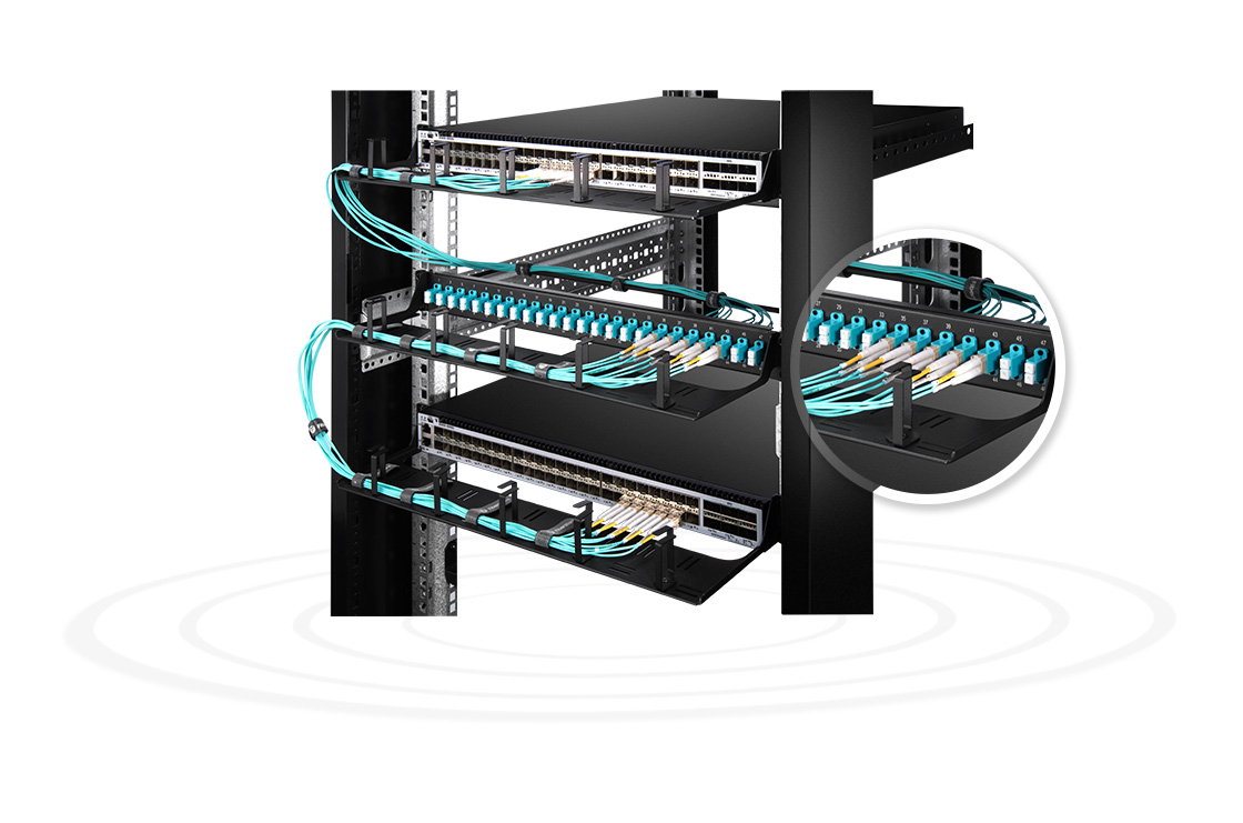 1 HE 19 zoll 24 Port 48 Fasern LC LWL Adapter-Patchpanel, OM3/OM4 | FS ...