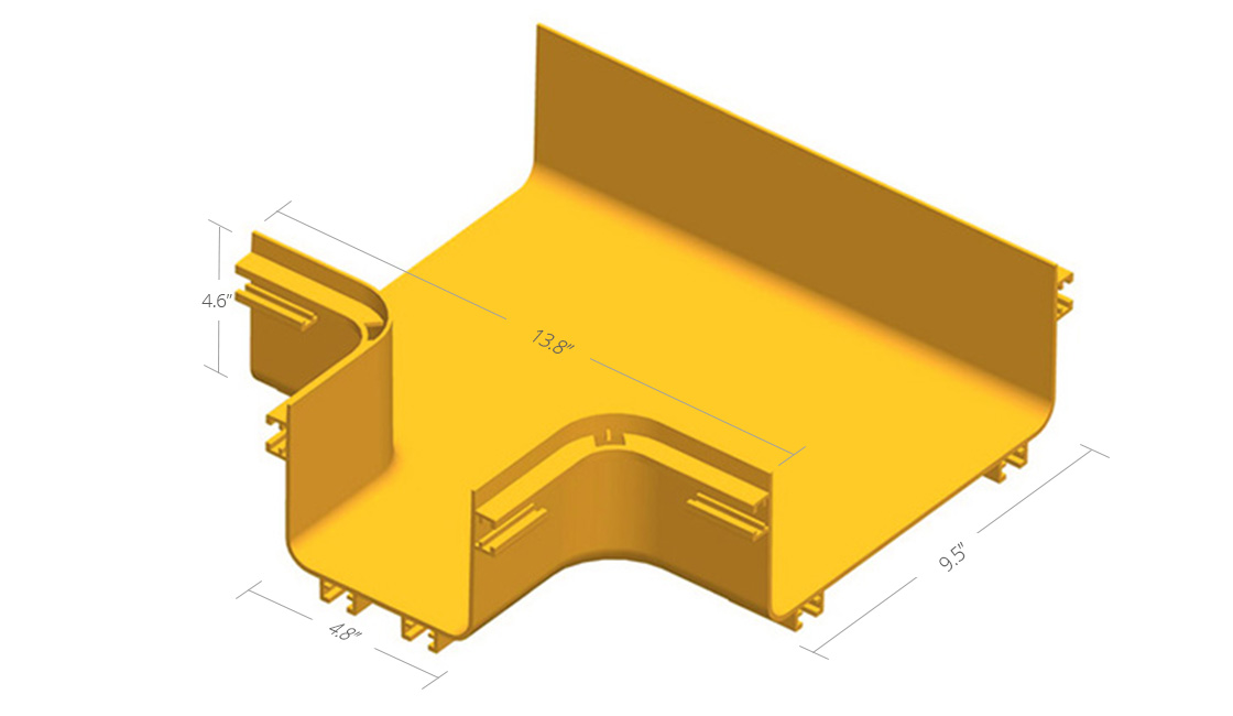 4x10 to 4x5 Horizontal Tee Cable Raceway/Fiber Routing System - FS