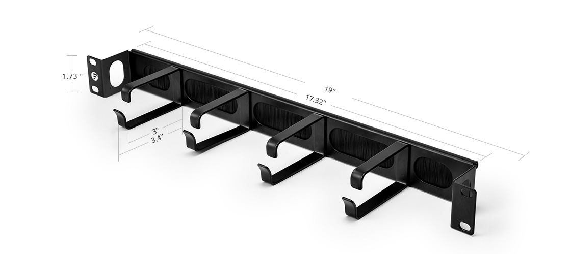 1U Brush Strip Horizontal Server Rack Cable Management Panel with D ...