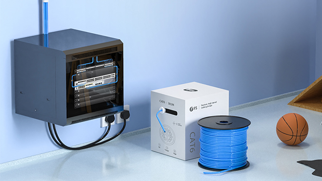 1000ft Cat6 Ethernet Cable Box, Plenum, 23AWG, Blue - FS - FS