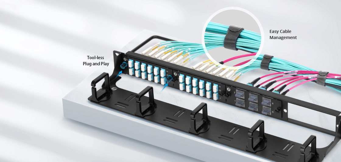 1U 19-in Blank Rack mount Fiber Patch Panel with Cable Management Panel ...