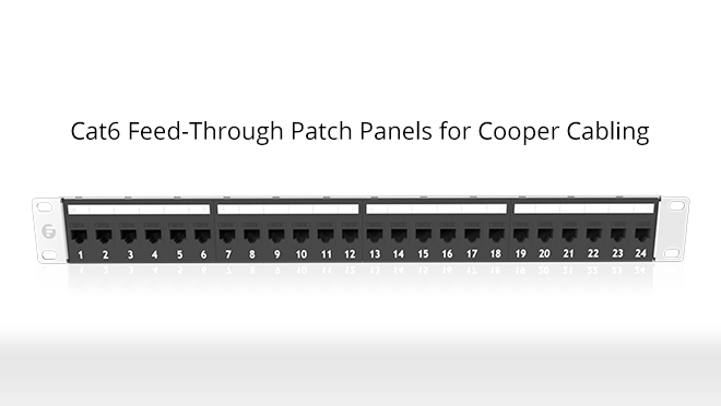 24 Ports Cat6 Feed-Through Patch Panel, Unshielded, 1U Rack Mount - FS ...