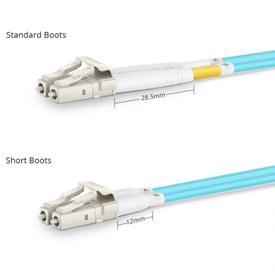 1m (3ft) LC UPC to LC UPC Short Boot Duplex OM3 Multimode PVC (OFNR) 2.0mm Fiber Optic Patch ...