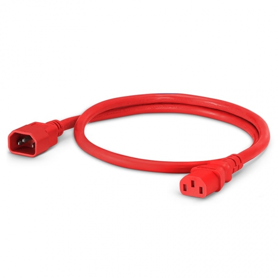 IEC320 C14 to C13 Power Cable, 2ft (0.6m), 14AWG, 250V/15A, Red - FS