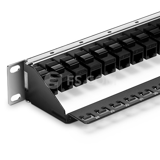 24 Ports Cat6 Feed-Through Patch Panel, Unshielded, 1U Rack Mount | FS.COM