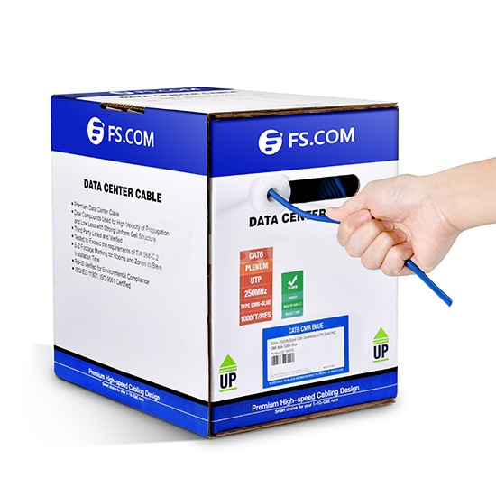 1000ft (305m) Cat6 Unshielded (UTP) Solid PVC CMP Blue Bulk Ethernet ...