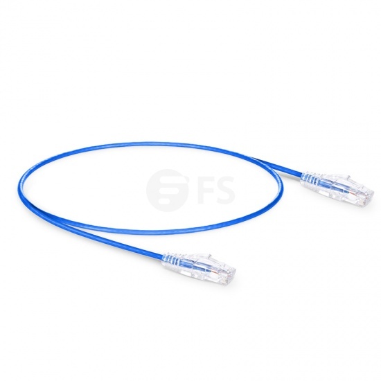 1ft Thin Cat6 Snagless Unshielded RJ45 Ethernet Cable, Blue - FS