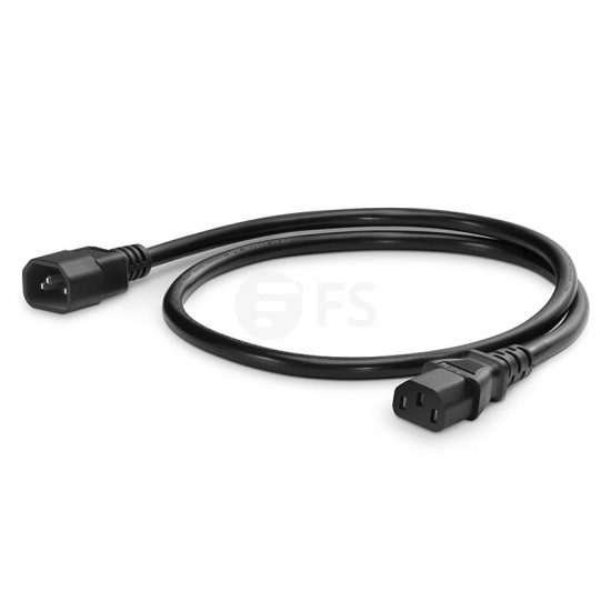 IEC320 C14 to C13 Power Cable, 3ft (0.9m), 14AWG, 250V/15A, Black - FS